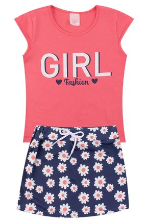 Conjunto Infantil Feminino Girl Fashion Pink - Jojô Pink Flowers