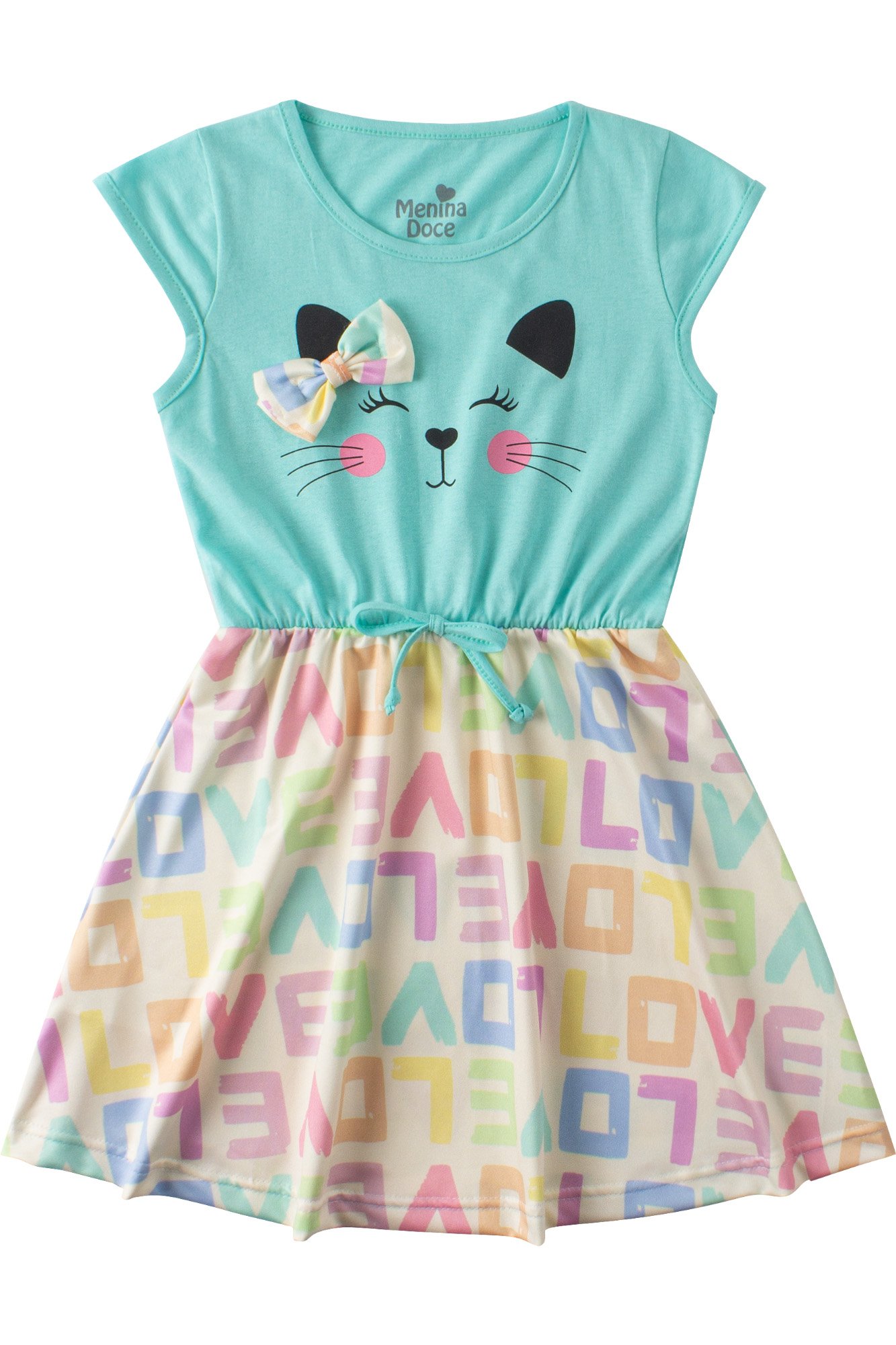 Vestido Infantil Feminino Meia Malha Suplex Sublimado Cat Menina Doce ...