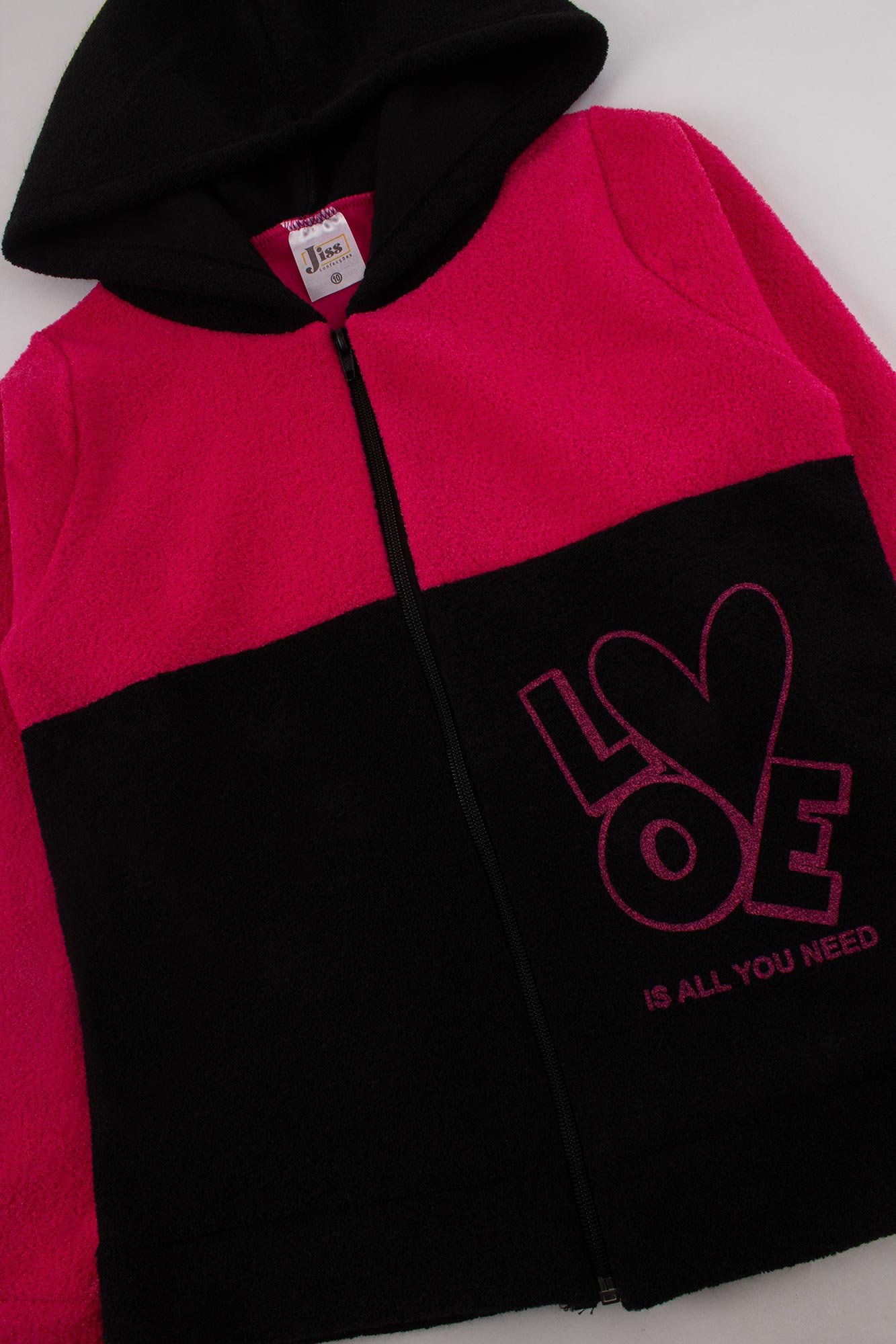 Jaqueta Juvenil Feminino Bouclé Peluciado Love - Índia Baby / Pink