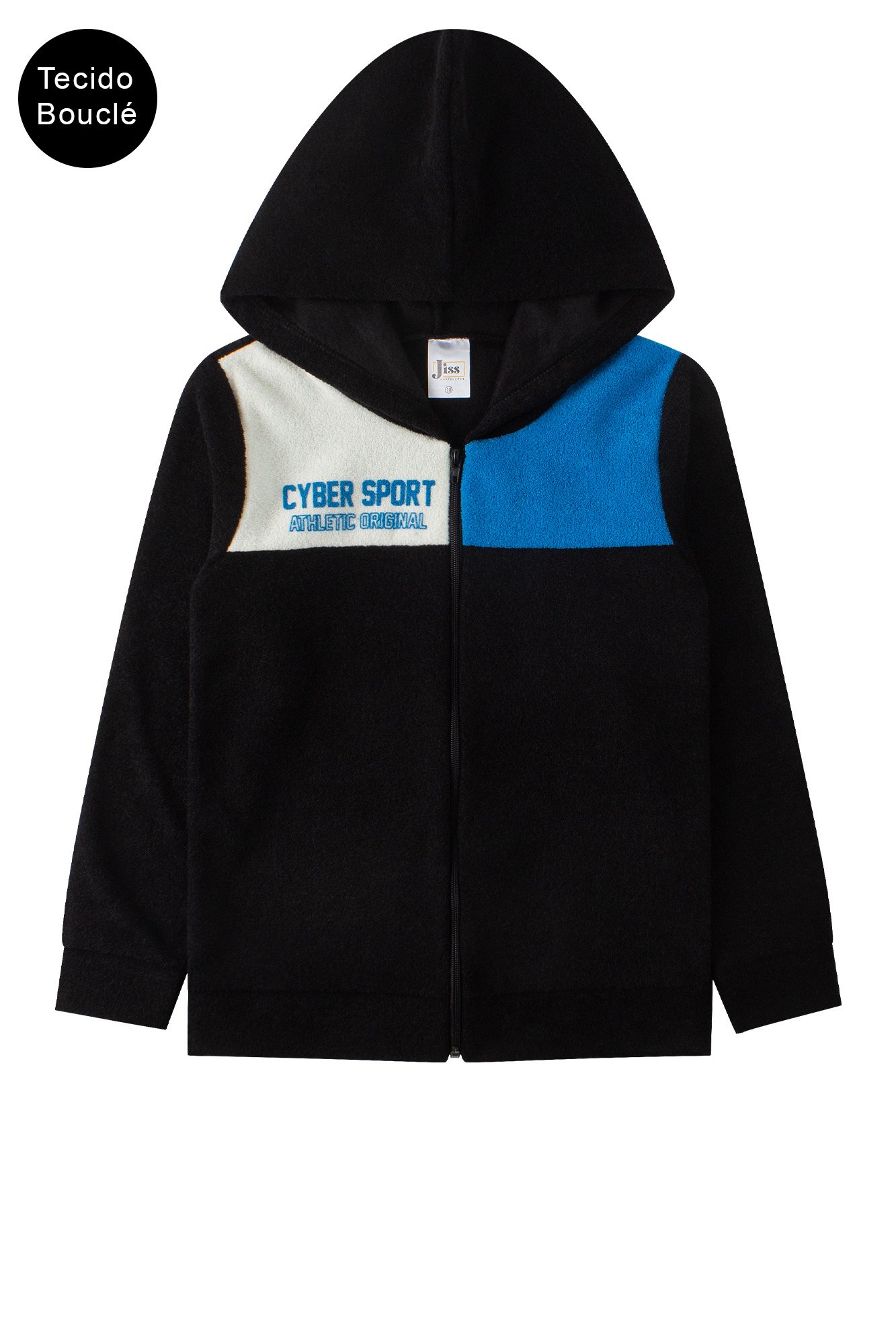 Jaqueta Juvenil Masculino Bouclé Peluciado Cyber Sport - Índia Baby / Preto