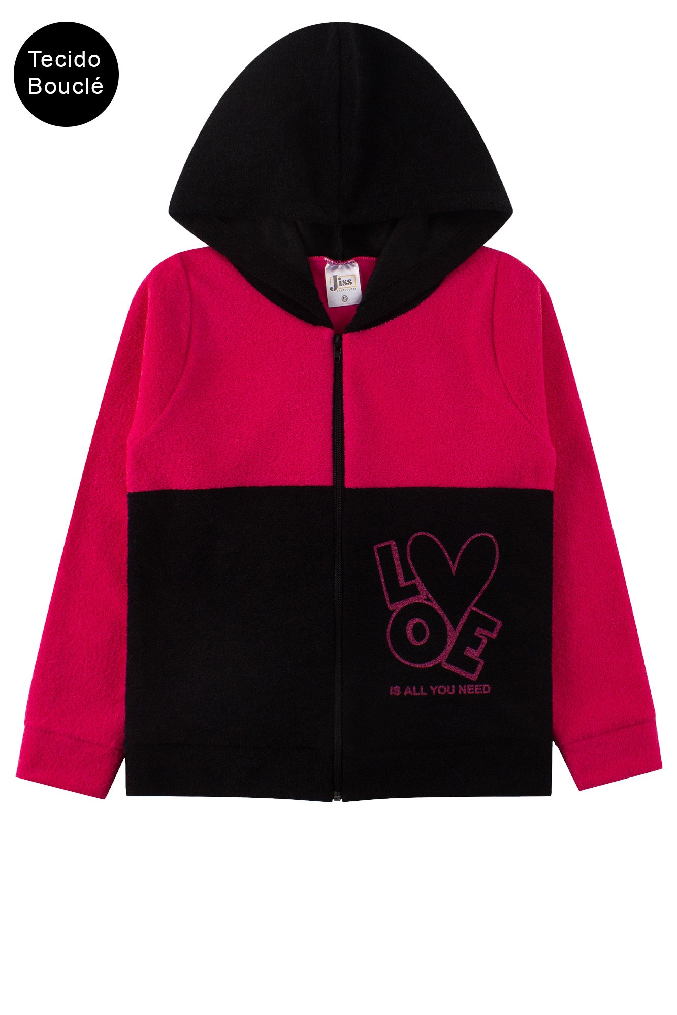 Jaqueta Juvenil Feminino Bouclé Peluciado Love - Índia Baby / Pink