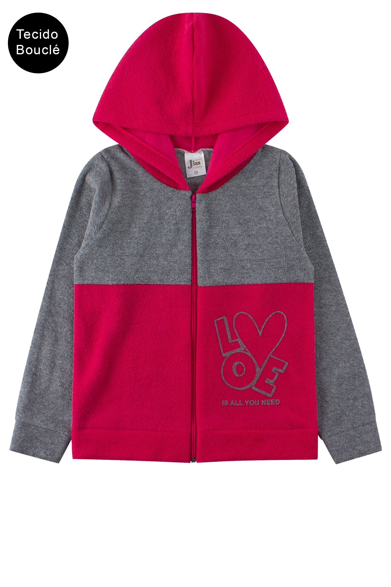 Jaqueta Juvenil Feminino Bouclé Peluciado Love - Índia Baby / Mescla