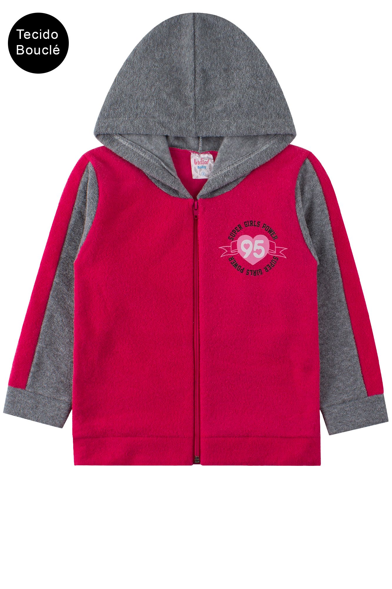 Jaqueta Infantil Feminino Bouclé Peluciado Super Girls - Índia Baby