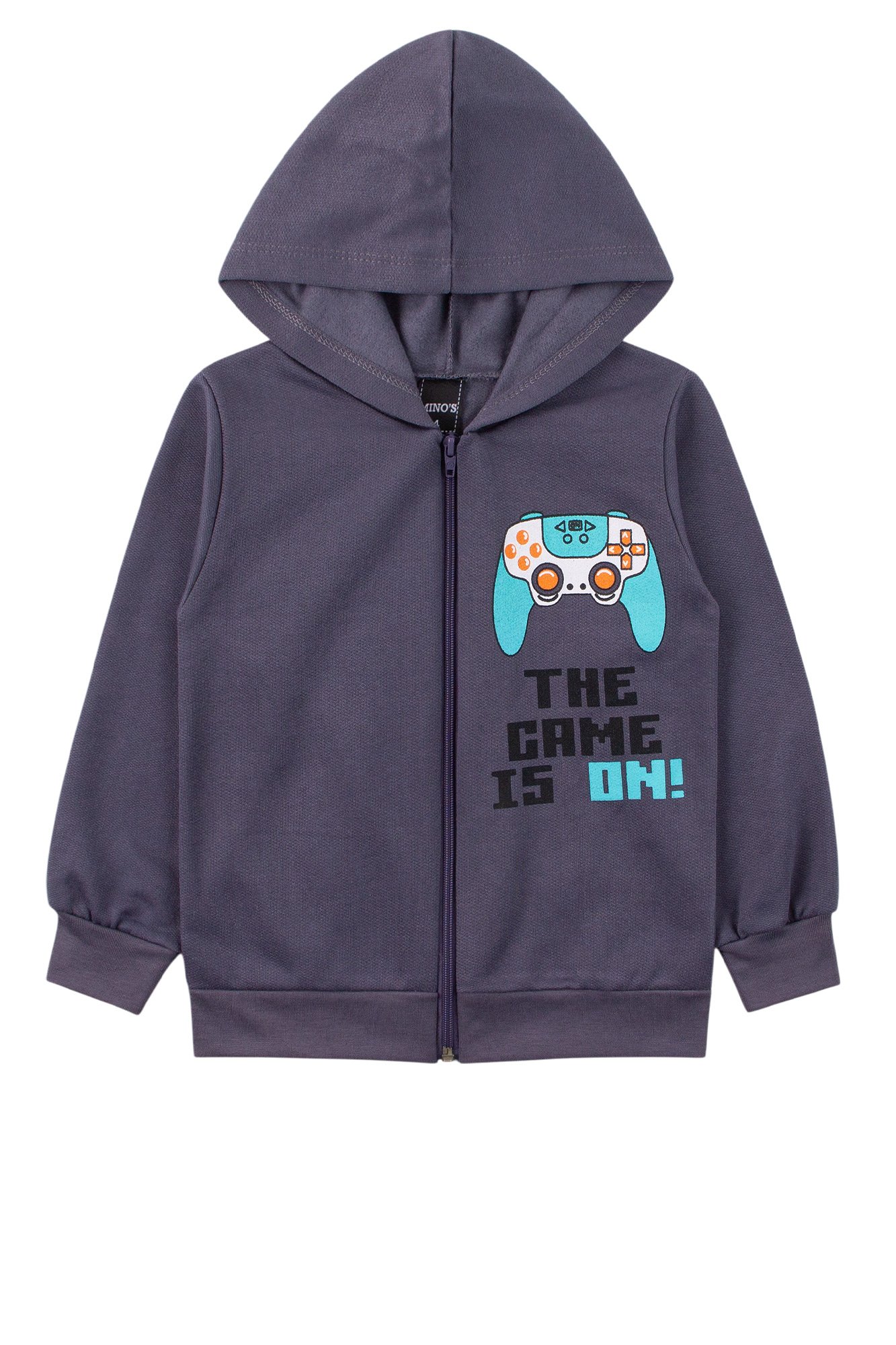 Jaqueta Infantil Masculino Moletom Peluciado Game - Mino's / chumbo